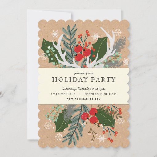 Rustic Holiday Party Invitation | Zazzle