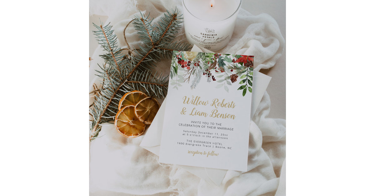 Rustic Holiday Wedding Invitation | Zazzle
