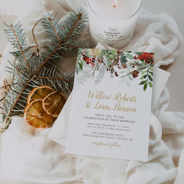 Rustic Holiday Wedding Invitation | Zazzle