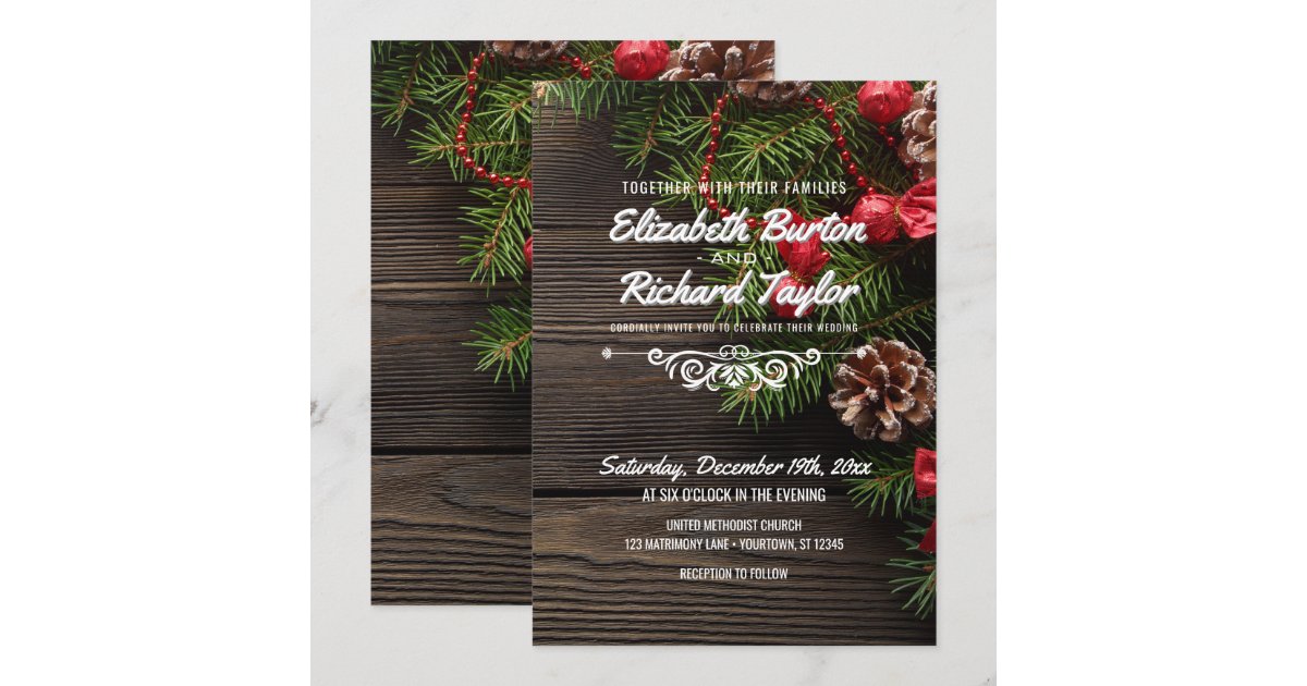 Rustic Holiday Winter Wedding Invitation | Zazzle