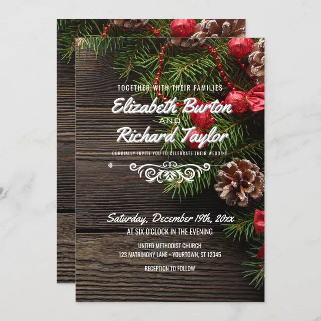Rustic Holiday Winter Wedding Invitation | Zazzle