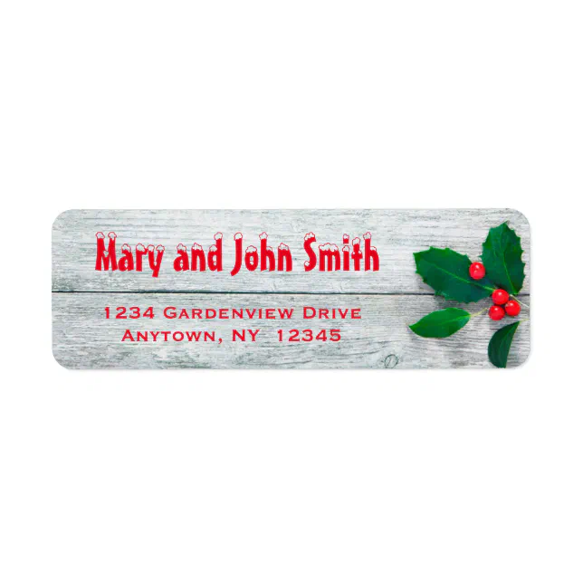 Rustic Holly Christmas Address Labels | Zazzle