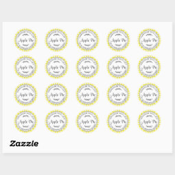 Rustic Homemade Apple Pie Bright Yellow Check Classic Round Sticker ...