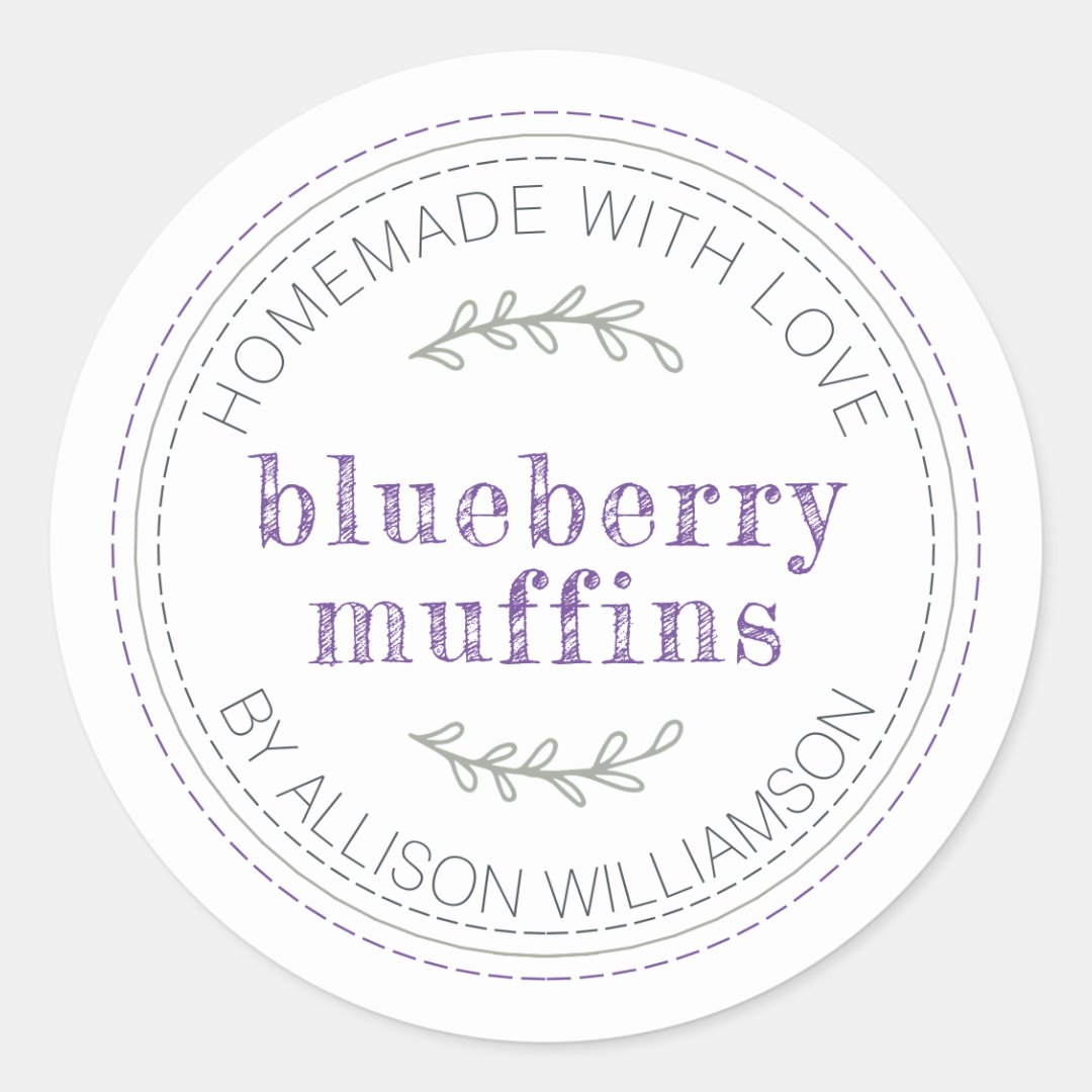 Rustic Homemade Baked Goods Blueberry Muffins Classic Round Sticker ...
