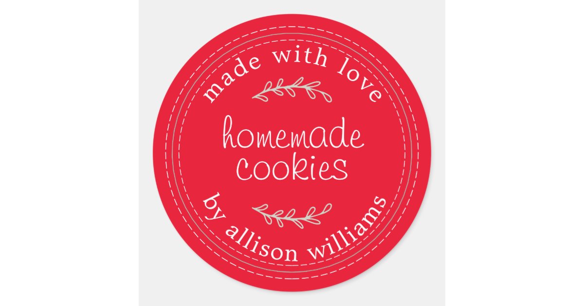 Rustic Homemade Baked Goods Cookies Red Classic Round Sticker | Zazzle