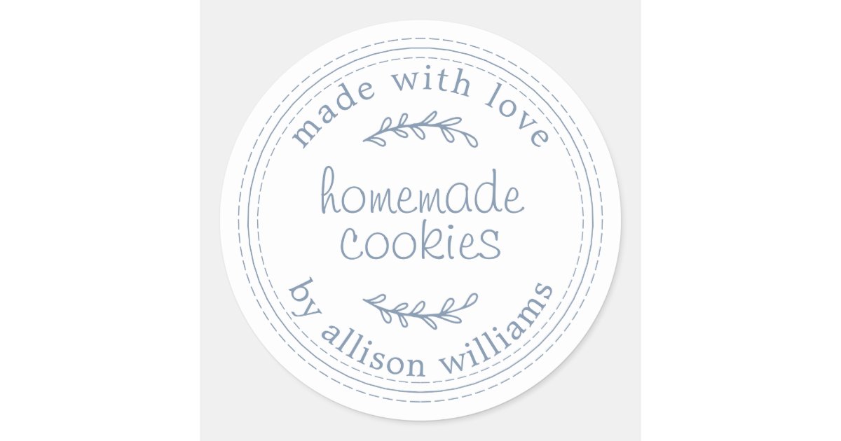 Rustic Homemade Baked Goods Cookies Vintage Blue Classic Round Sticker ...
