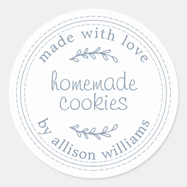 Rustic Homemade Baked Goods Cookies Vintage Blue Classic Round Sticker ...