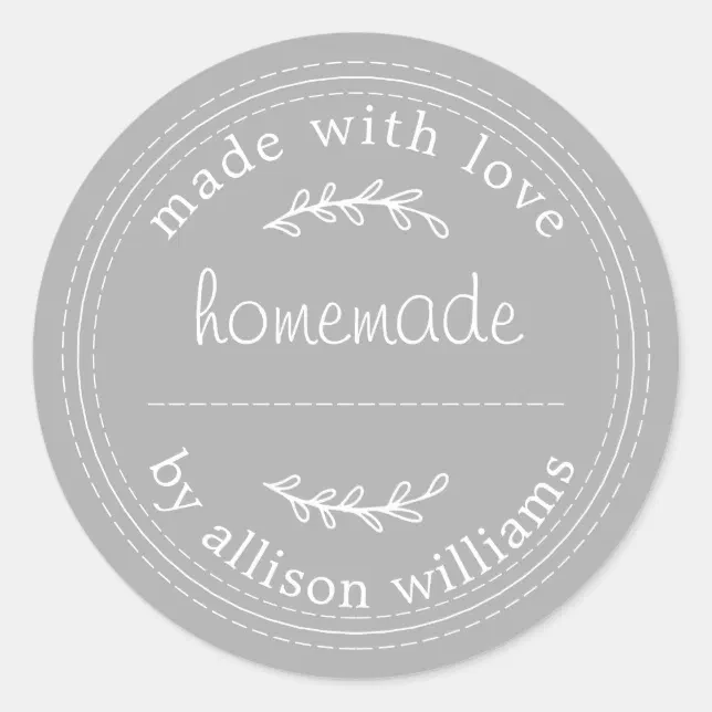 Rustic Homemade Baked Goods Jam Can Gray Classic Round Sticker | Zazzle