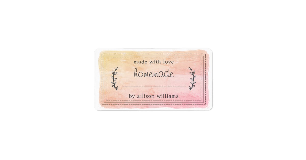 Rustic Homemade Baked Goods Jam Can Orange Pink Label | Zazzle