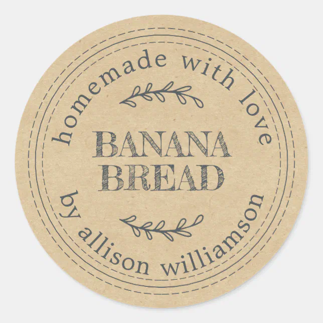 Rustic Homemade Baking Gift Kraft Paper Classic Round Sticker | Zazzle