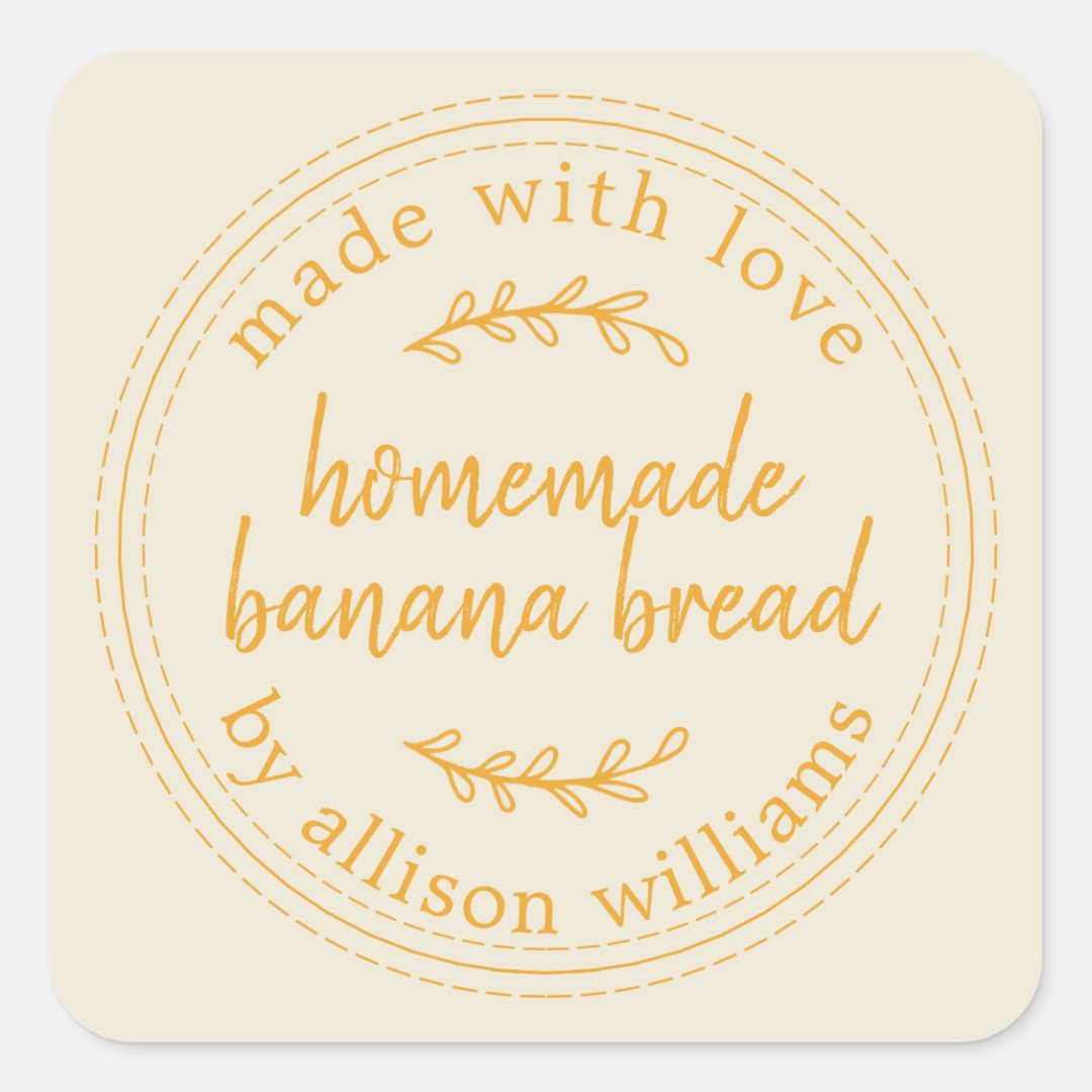 Rustic Homemade Banana Bread Antique White Square Square Sticker | Zazzle