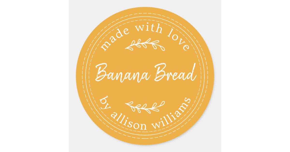 Rustic Homemade Banana Bread Mellow Yellow Classic Round Sticker | Zazzle
