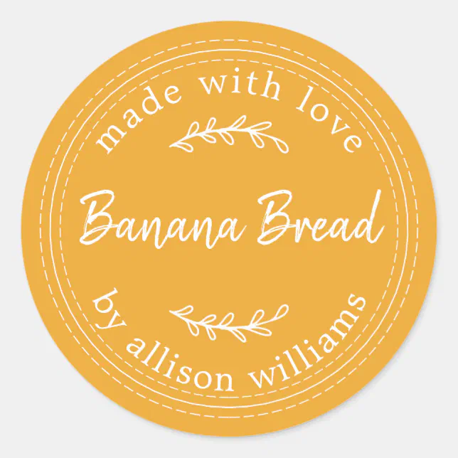 Rustic Homemade Banana Bread Mellow Yellow Classic Round Sticker | Zazzle