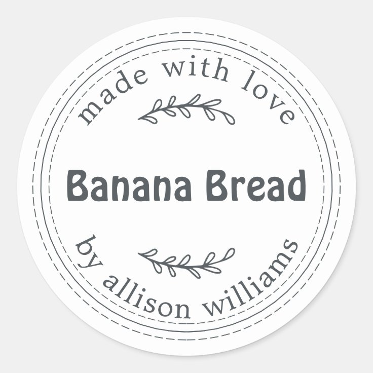 Rustic Homemade Banana Bread Yellow Classic Round Sticker | Zazzle