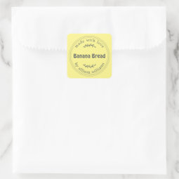 Rustic Homemade Banana Bread Yellow Square Sticker | Zazzle