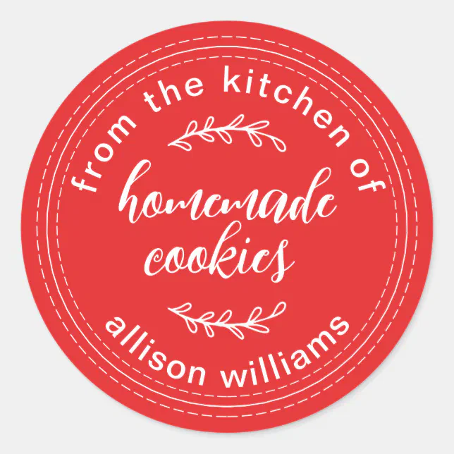 Rustic Homemade Cookies From the Kitchen of Red Classic Round Sticker ...