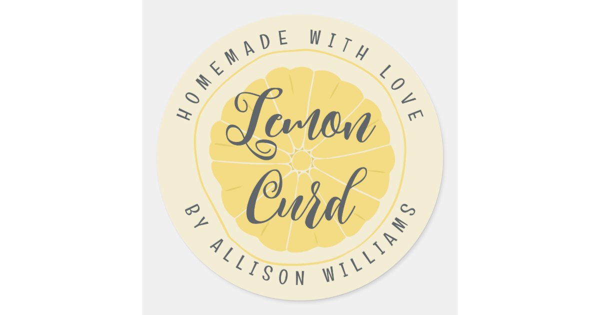 Rustic Homemade Lemon Curd Yellow Classic Round Sticker | Zazzle