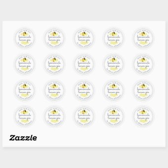 Rustic Homemade Lemon Pie White Classic Round Sticker | Zazzle