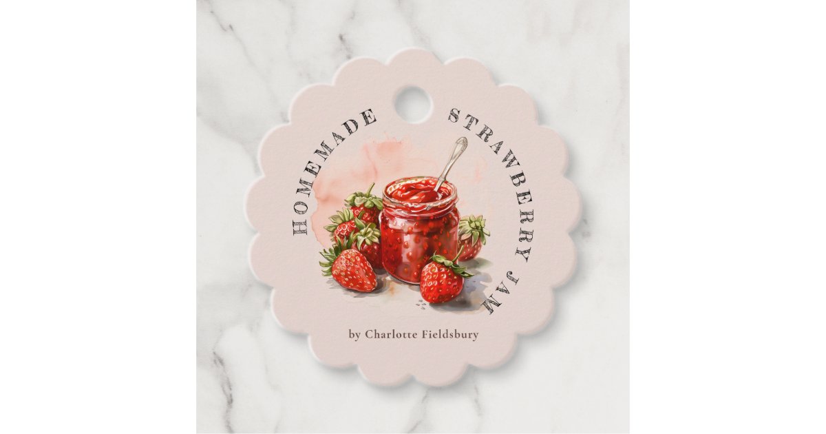 Rustic Homemade Strawberry Jam Custom Hang Tag | Zazzle