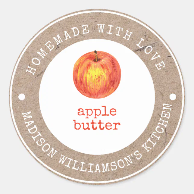 Rustic Homemade with Love | Apple Butter Label | Zazzle
