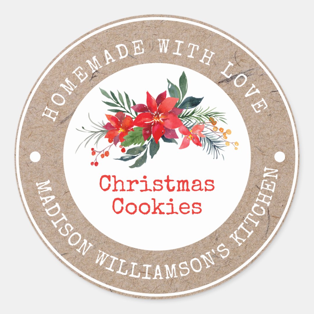 Rustic Homemade with Love | Christmas Cookies Classic Round Sticker ...
