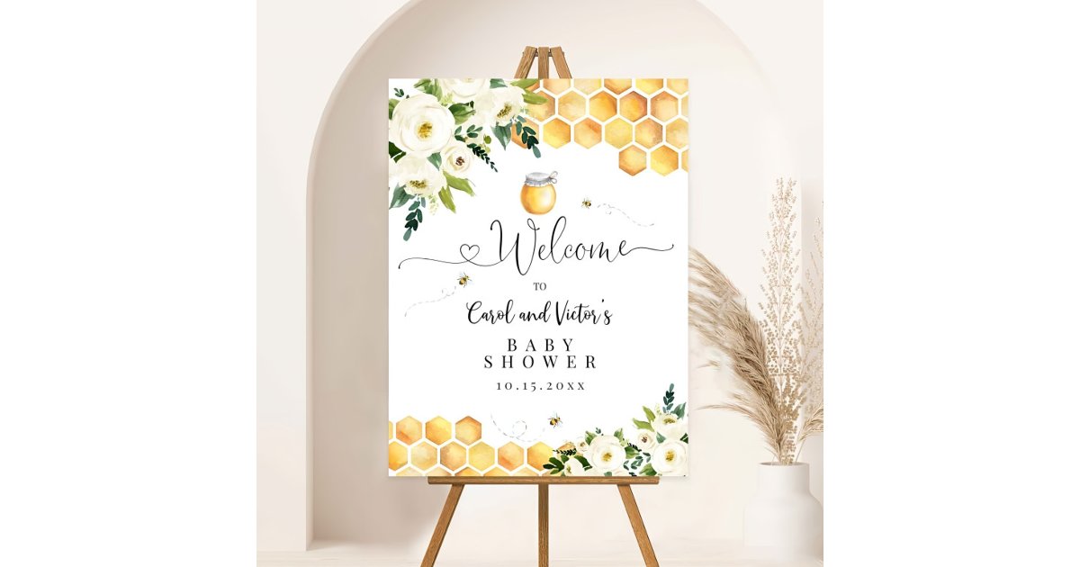 Rustic Honey Bumble Bee Baby Shower Welcome Sign | Zazzle