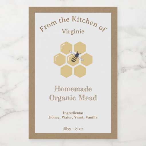 Rustic Honey or Mead Bottle Label Sticker | Zazzle