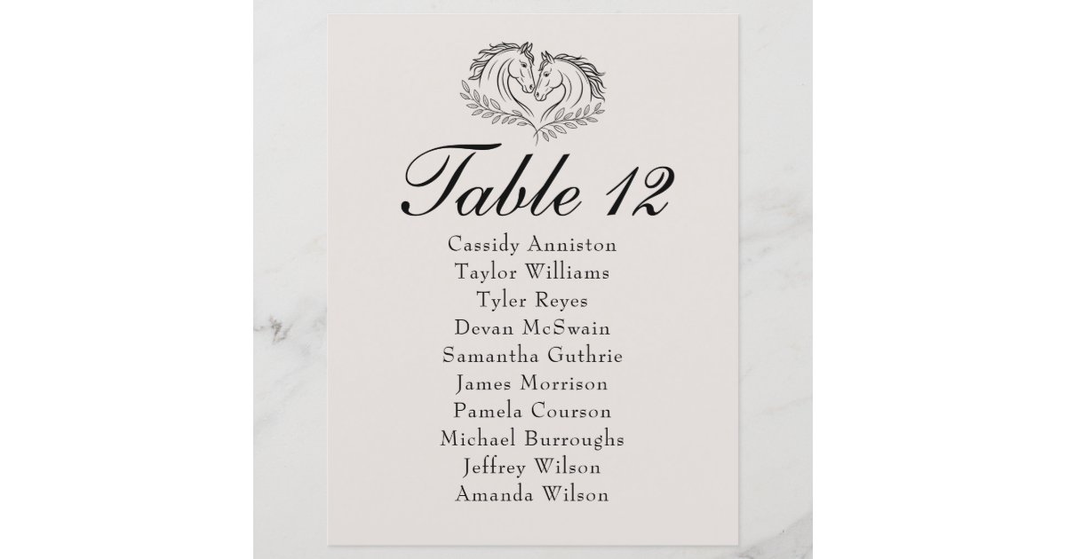 Rustic Horse Country Western Wedding Seating Chart | Zazzle