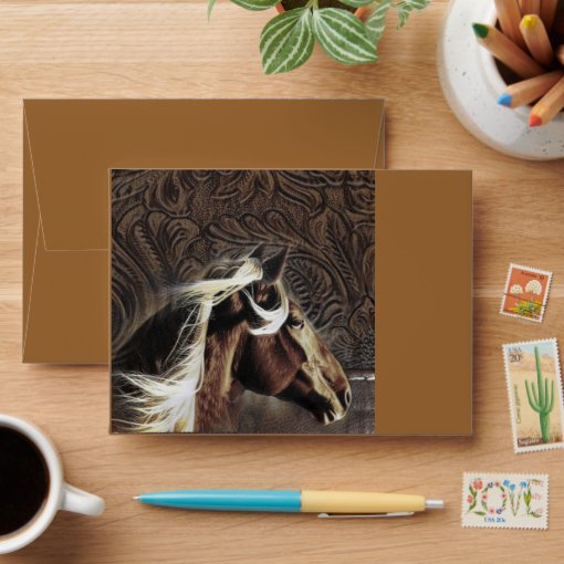 rustic horse cowboy western country wedding envelope | Zazzle