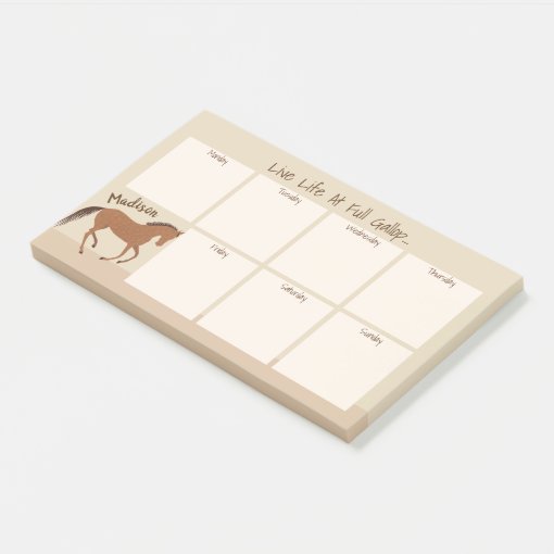 Rustic Horse Faux Leather Pony Weekly Calendar Post-it Notes | Zazzle