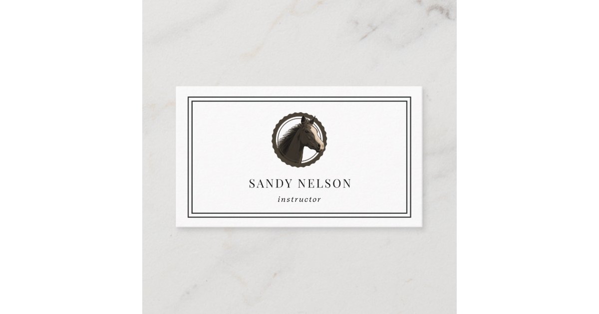 Rustic horse label ranch riding trainer business card | Zazzle