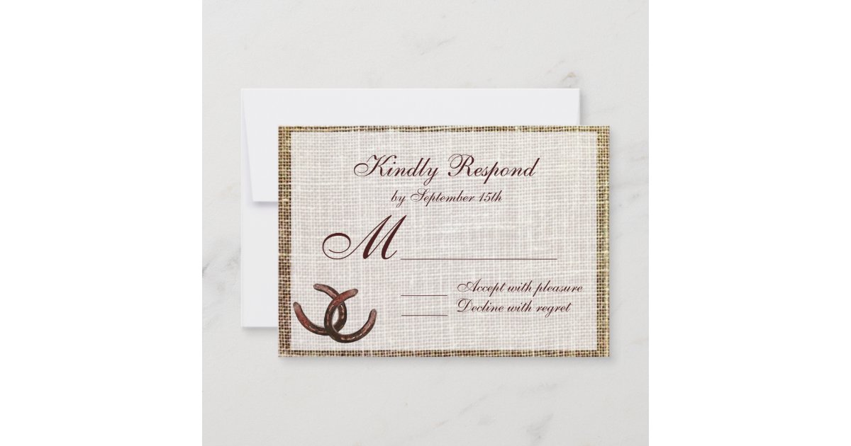 Rustic Horseshoes Country Wedding RSVP Cards | Zazzle