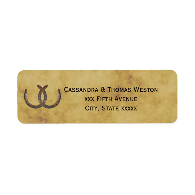 Rustic Horseshoes Distressed BG Return Address Label | Zazzle