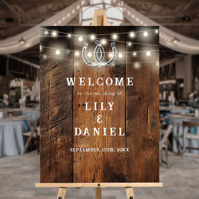 Rustic Horseshoes Western Wedding Welcome Sign | Zazzle