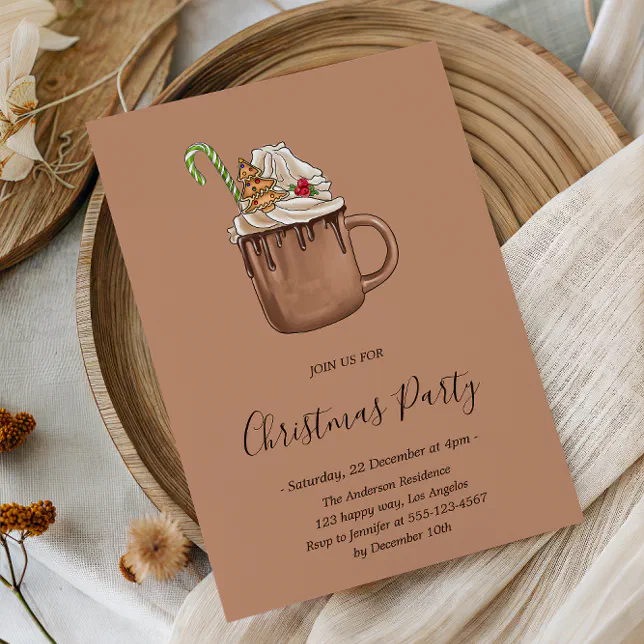 Rustic Hot Cocoa Christmas Party Invitation | Zazzle