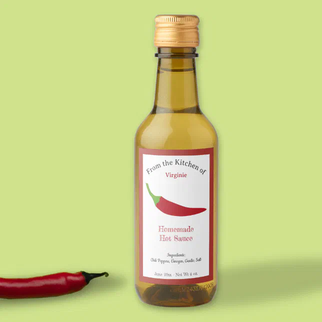 Rustic Hot Sauce Label Sticker - Chili Pepper | Zazzle
