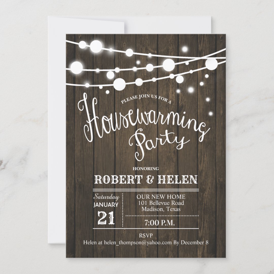 Rustic Housewarming Party Wood Pattern Invitation | Zazzle