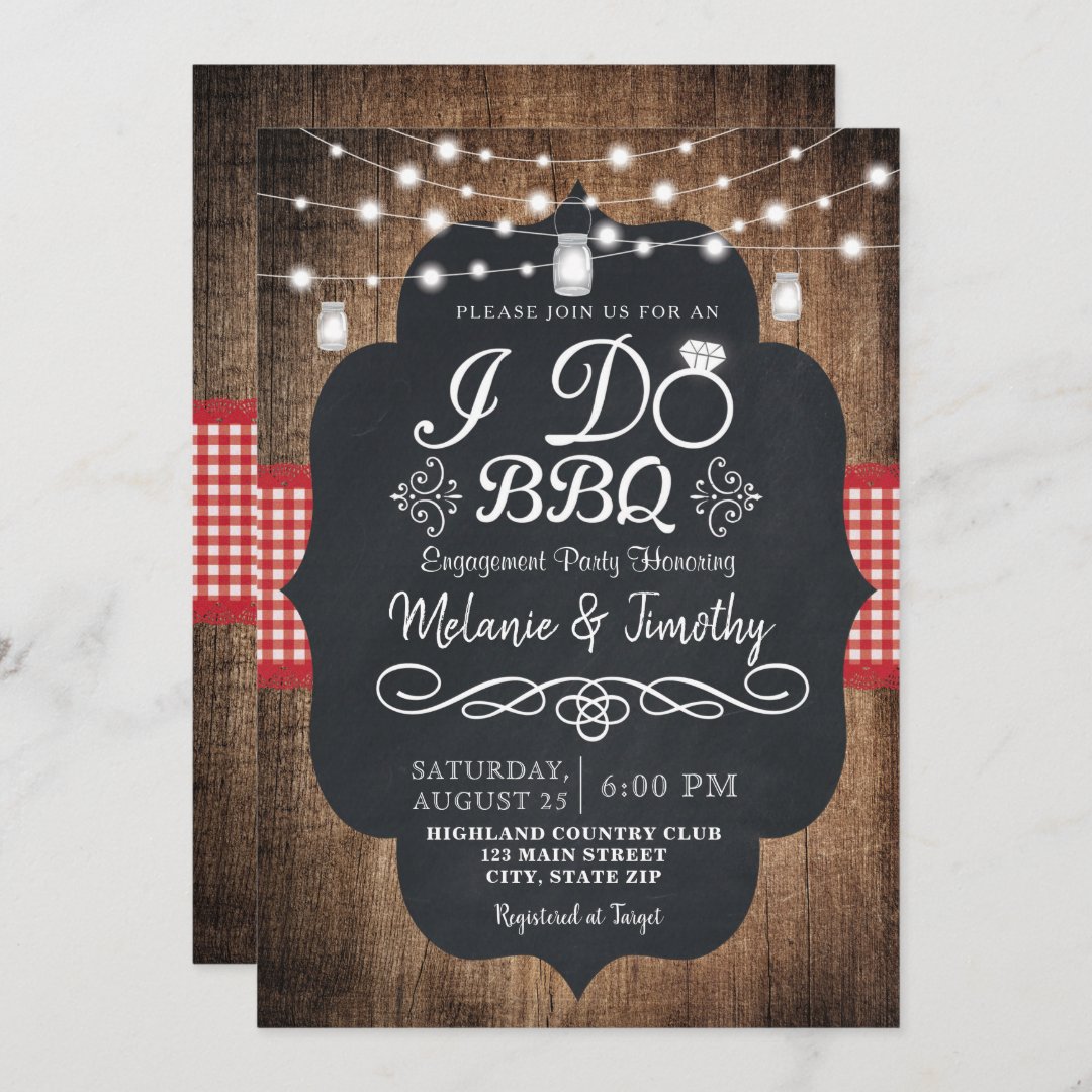 Rustic I Do BBQ Country Engagement Invitations | Zazzle