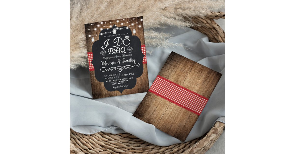 Rustic I Do BBQ Country Engagement Invitations | Zazzle