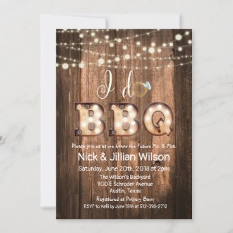 Rustic I DO BBQ Couples Shower Invitation | Zazzle