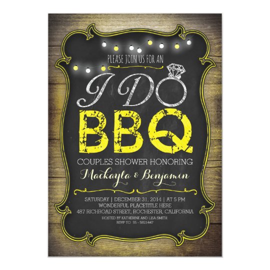 rustic I do BBQ couples shower invitation - yellow | Zazzle.com