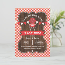 Rustic I DO BBQ Couples Wedding Engagement Party Invitation | Zazzle