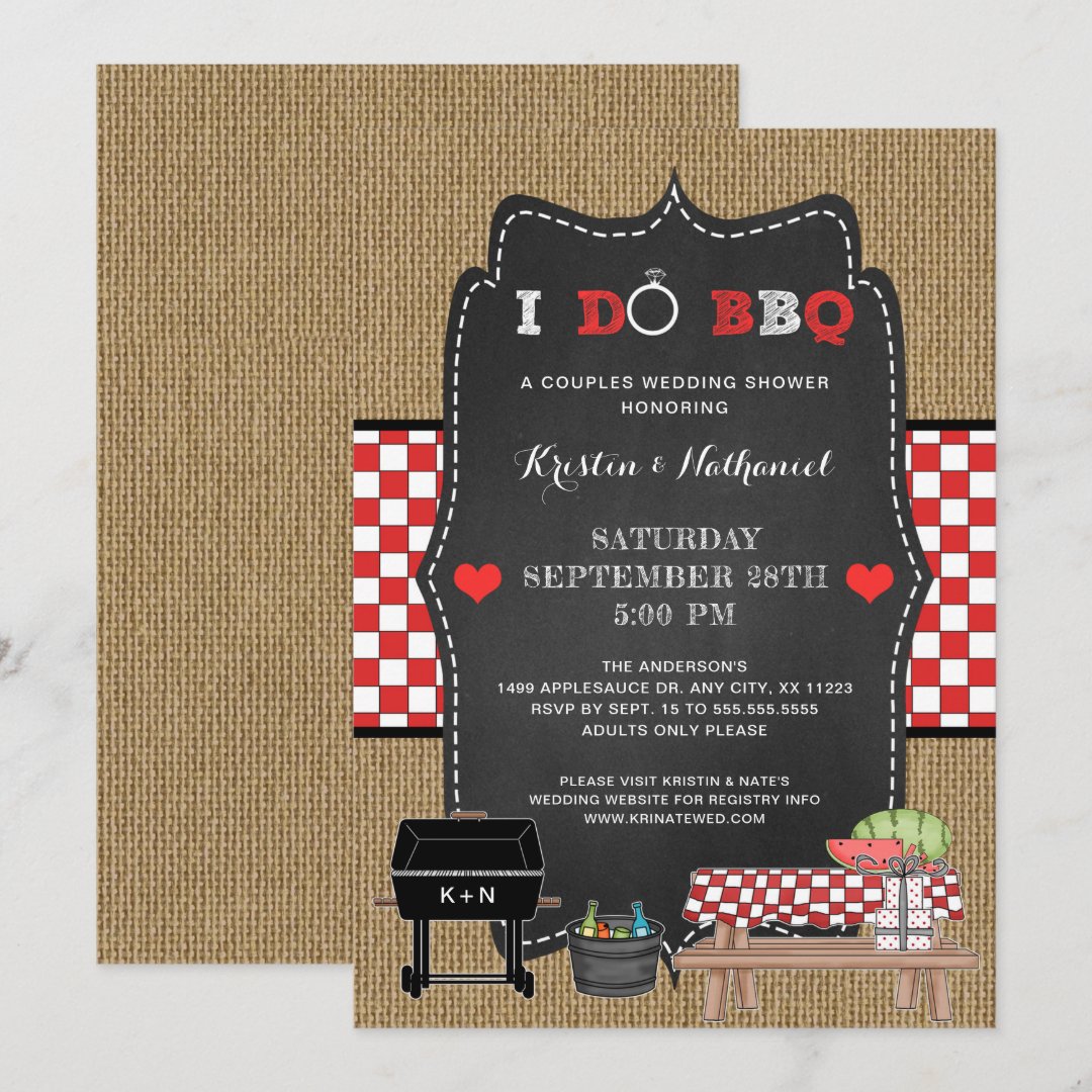 Rustic I DO BBQ couples wedding shower invitation | Zazzle