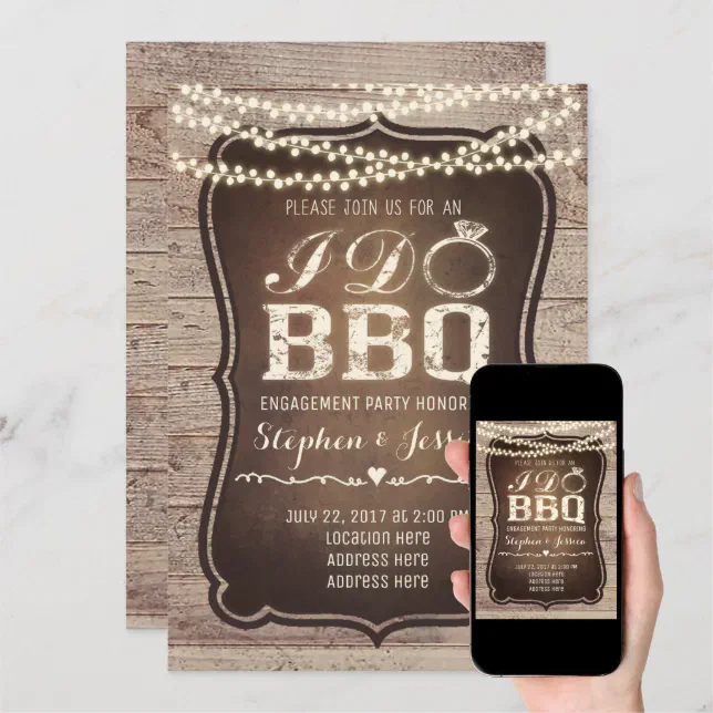 Rustic I Do BBQ Engagement Party Invitation | Zazzle