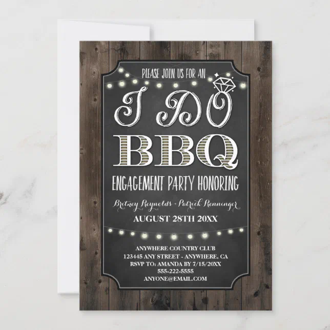 Rustic I Do BBQ Engagement Party Invitations | Zazzle