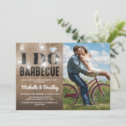 Rustic I DO BBQ Photo Engagement Party Invitation | Zazzle