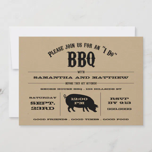 Rustic "I Do" BBQ Rehearsal Dinner Invite | Zazzle