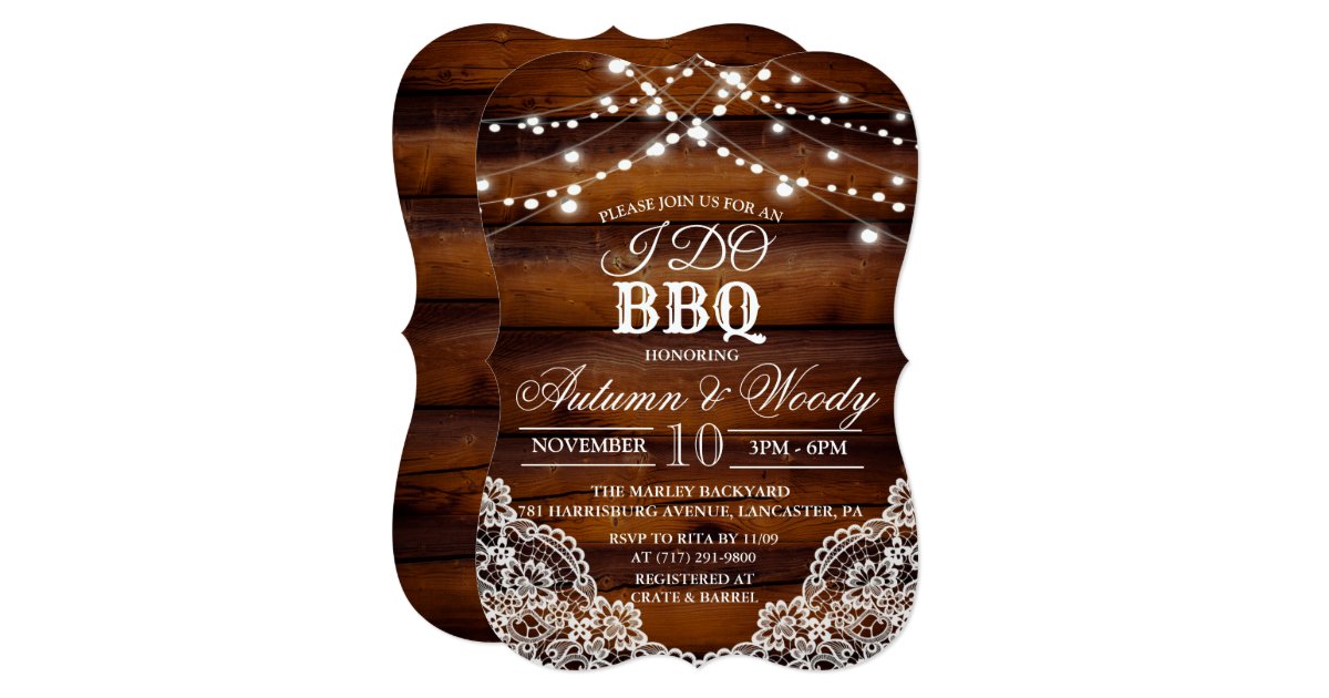 Rustic I DO BBQ Wood Invitation | Zazzle.com