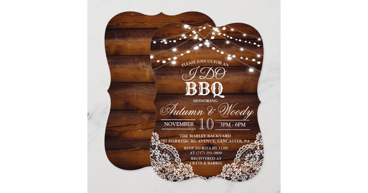 Rustic I DO BBQ Wood Invitation | Zazzle