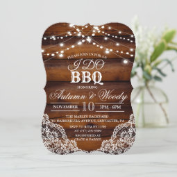 Rustic I DO BBQ Wood Invitation | Zazzle